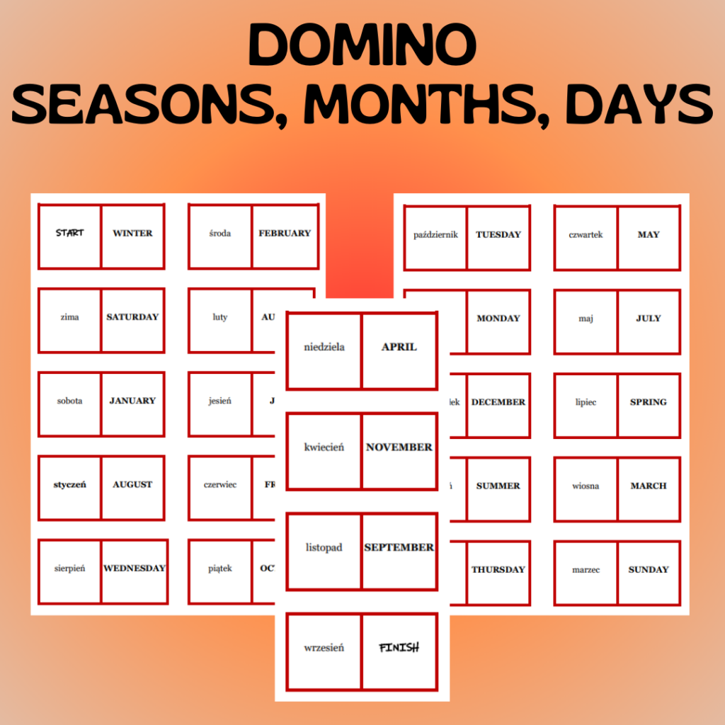 DOMINO SEASONS, MONTHS, DAYS - ideas4creative.English.lessons
