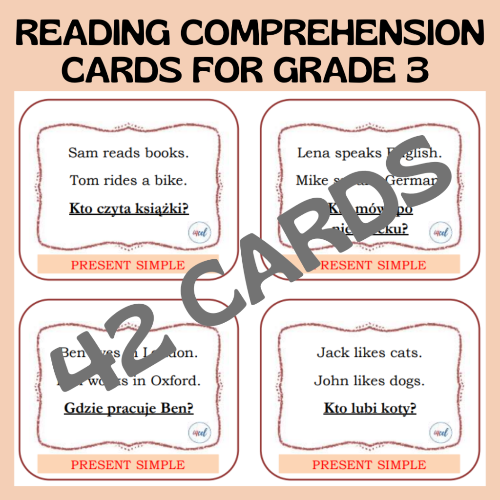 READING COMPREHENSION CARDS FOR GRADE 3 - ideas4creative.English.lessons