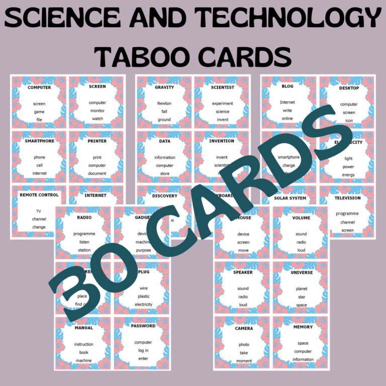 SCIENCE AND TECHNOLOGY TABOO CARDS - ideas4creative.English.lessons