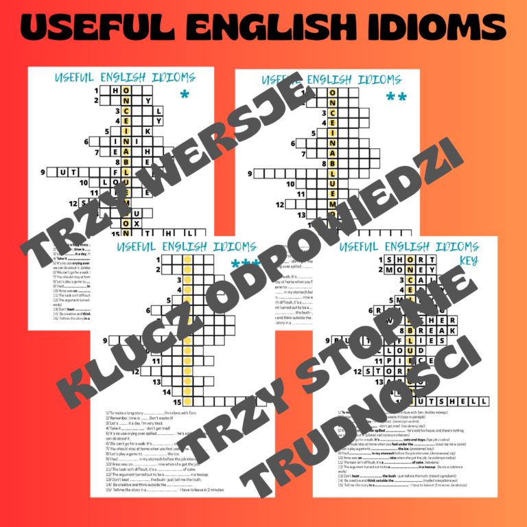 USEFUL ENGLISH IDIOMS CROSSWORD - ideas4creative.English.lessons