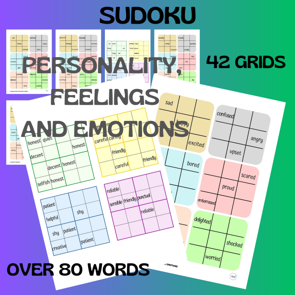 SUDOKU: PERSONALITY, FEELINGS AND EMOTIONS - ideas4creative.English.lessons