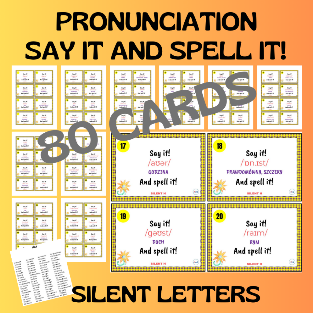 SILENT LETTERS PRONUNCIATION CARDS - ideas4creative.English.lessons